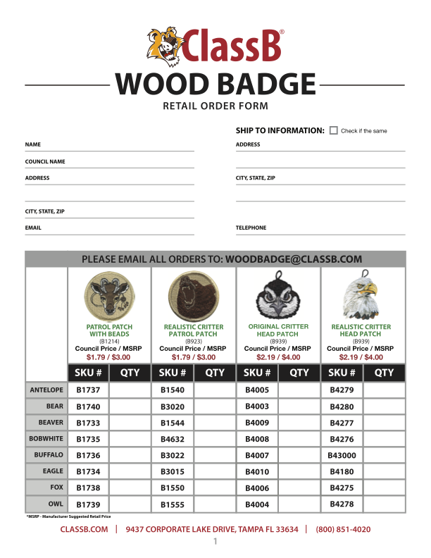Wood Badge Kit Landing Page - ClassB® Custom Apparel and Products